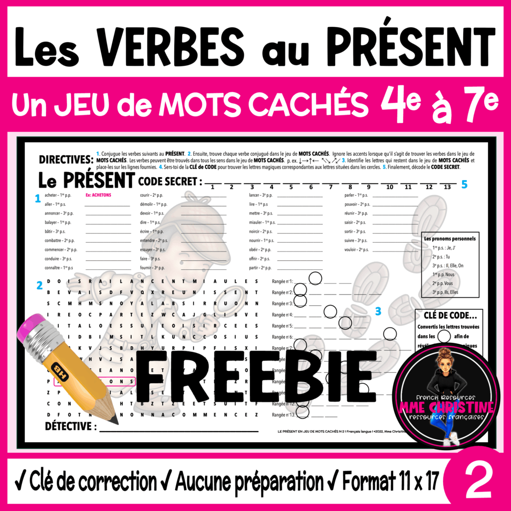 French Present Tense Bundle | 4 Verb Workbooks + 8 Word Searches ...