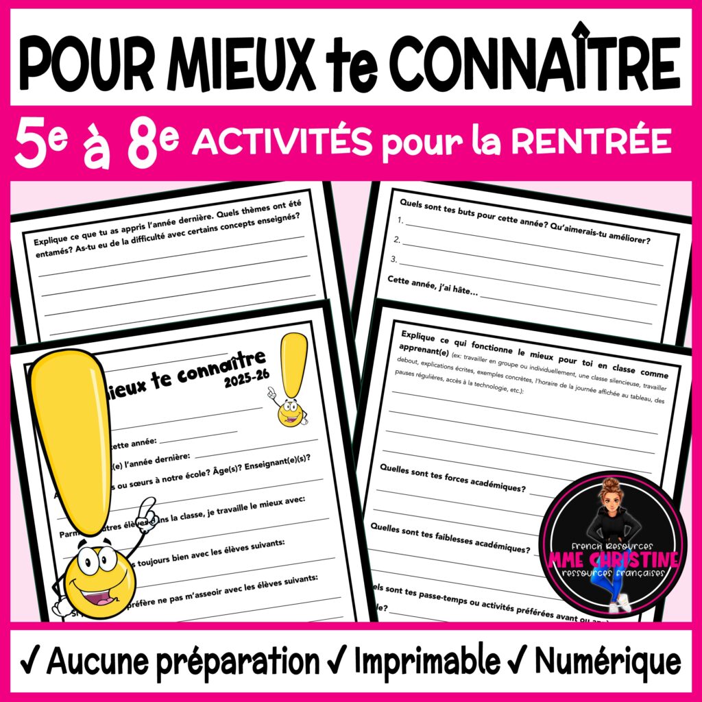 Pour mieux te connaître - Activité pour la rentrée scolaire - Back to ...
