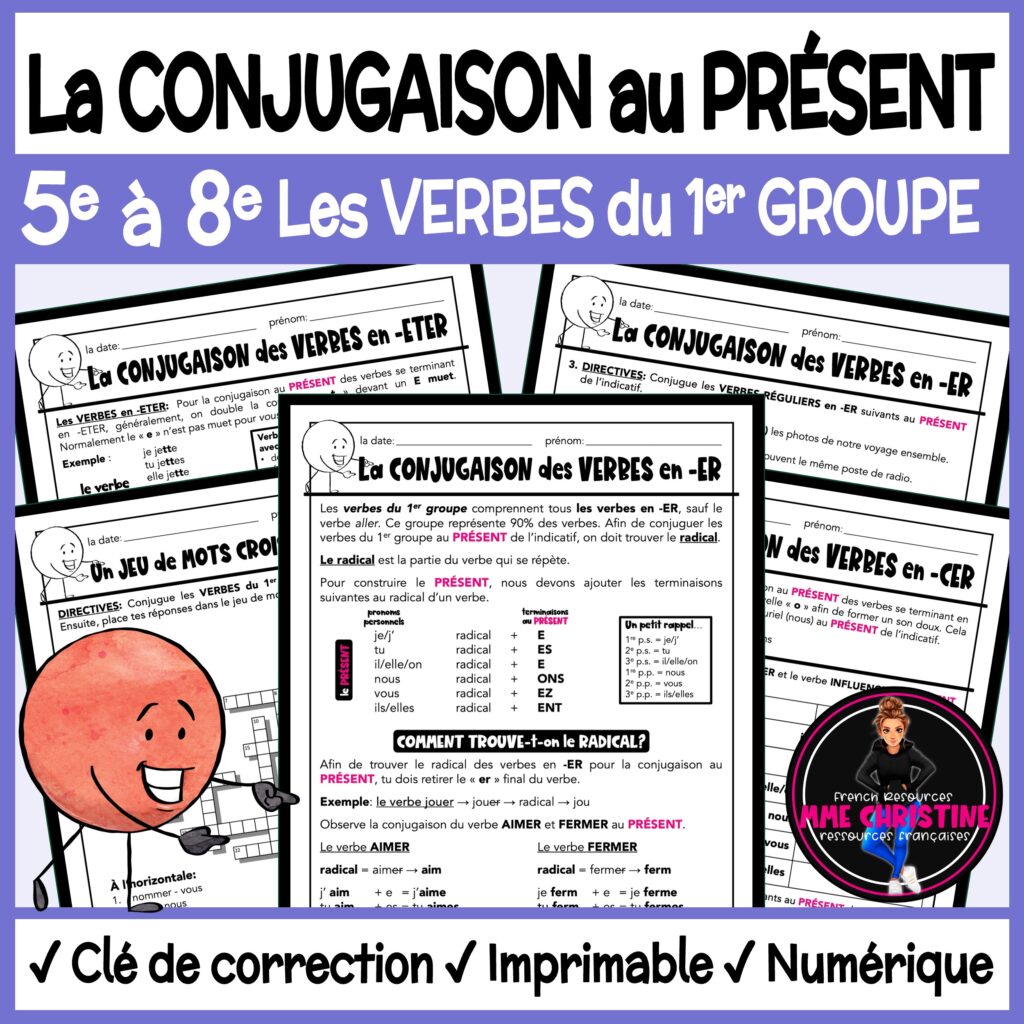 VERBES au PRÉSENT 1er groupe - Cahier d'exercices - Present Tense ...