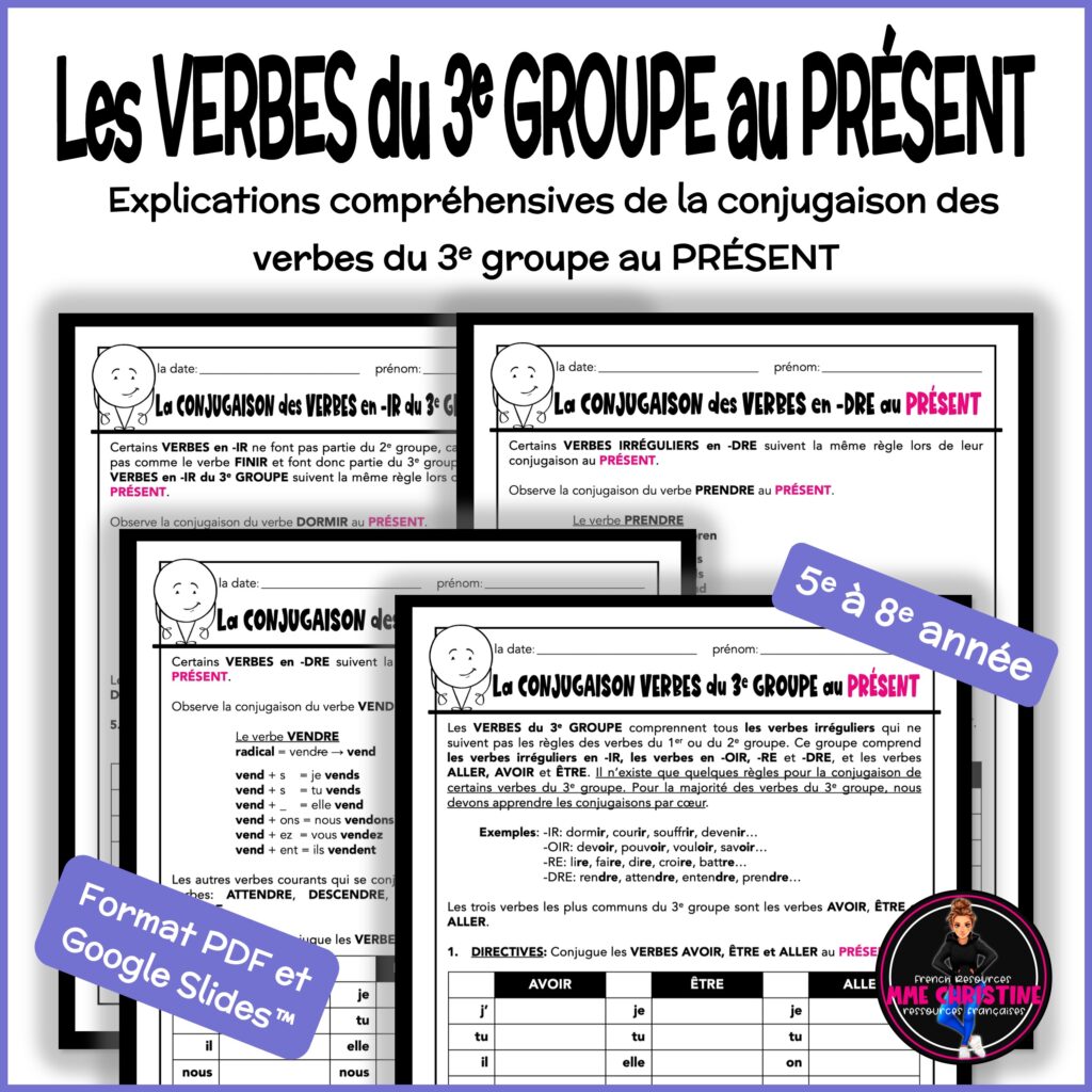 VERBES au PRÉSENT 2e et 3e groupes - Cahier d'exercices - Present Tense ...