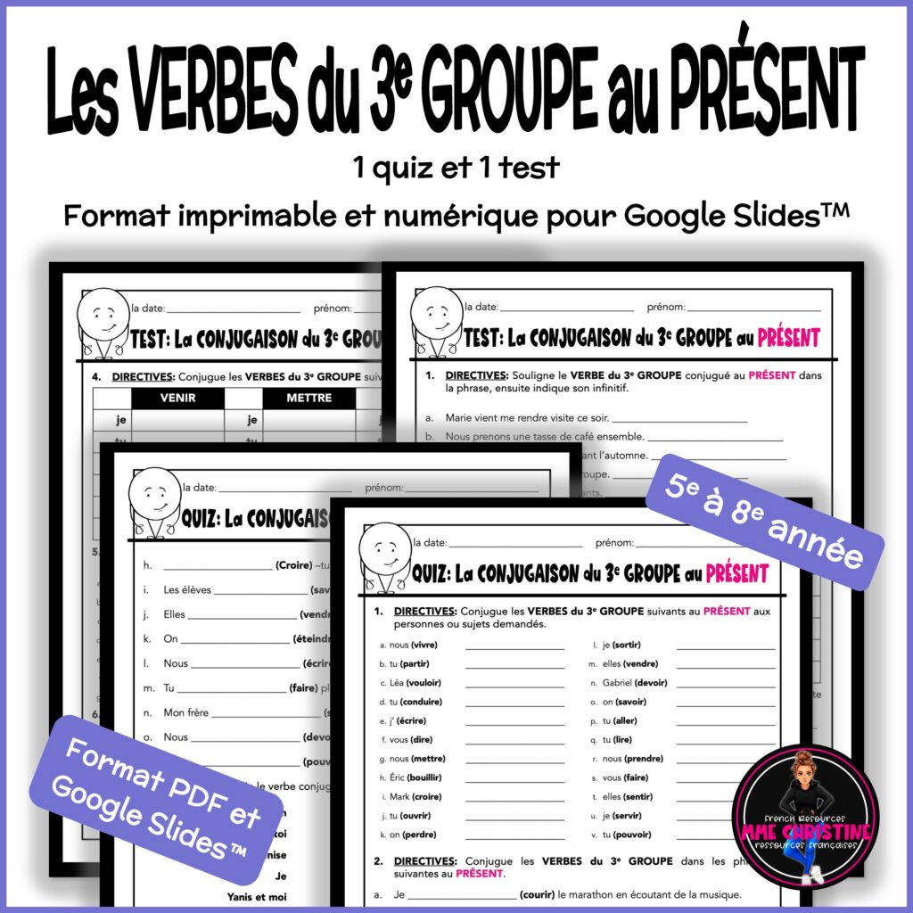 VERBES au PRÉSENT 2e et 3e groupes - Cahier d'exercices - Present Tense ...