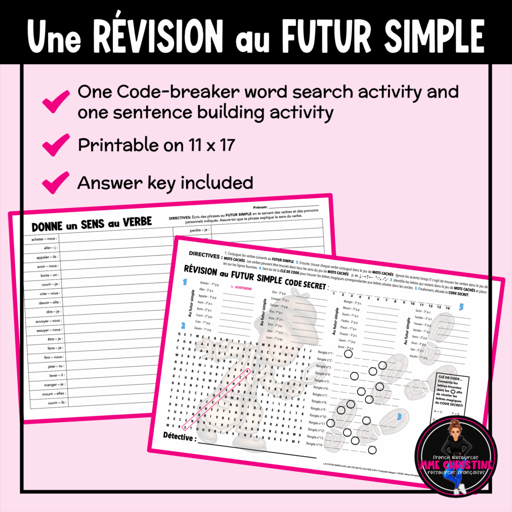VERBES au futur simple - Activité de révision - French Future Verbs ...