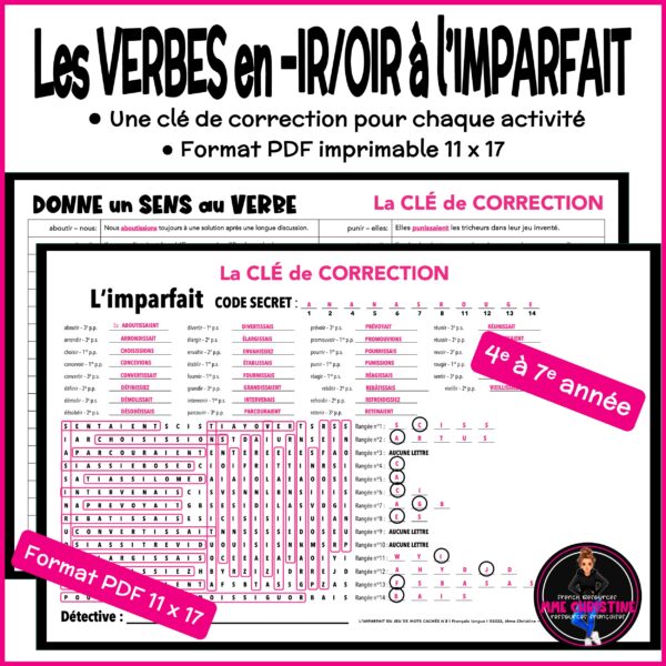 VERBES à l'imparfait IR/OIR - Activité de mots cachés 8 – French Verbs ...