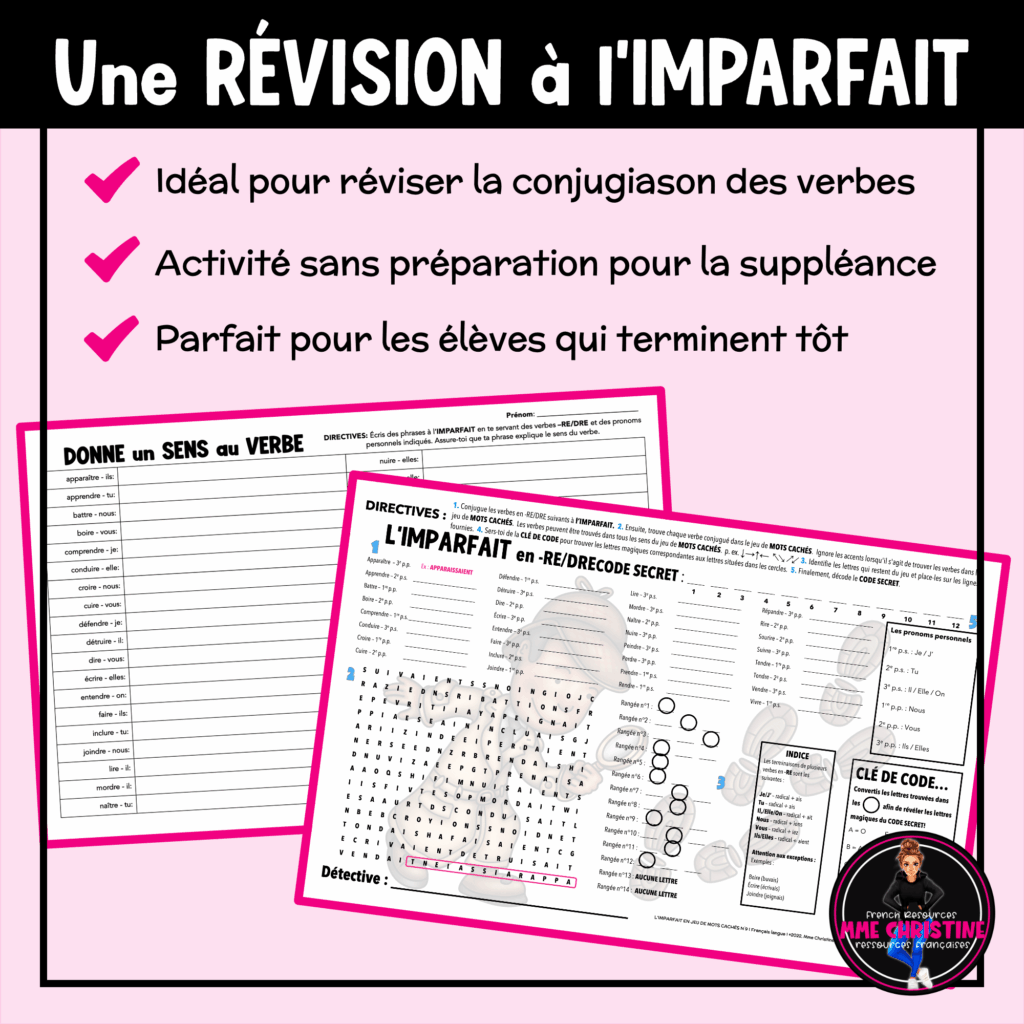VERBES à l'imparfait - Activité de révision – Imperfect French Verbs ...