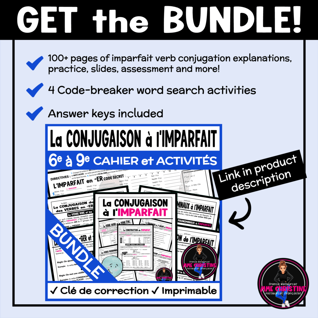 French Imparfait Workbook for Immersion & FSL | Complete Unit with ...
