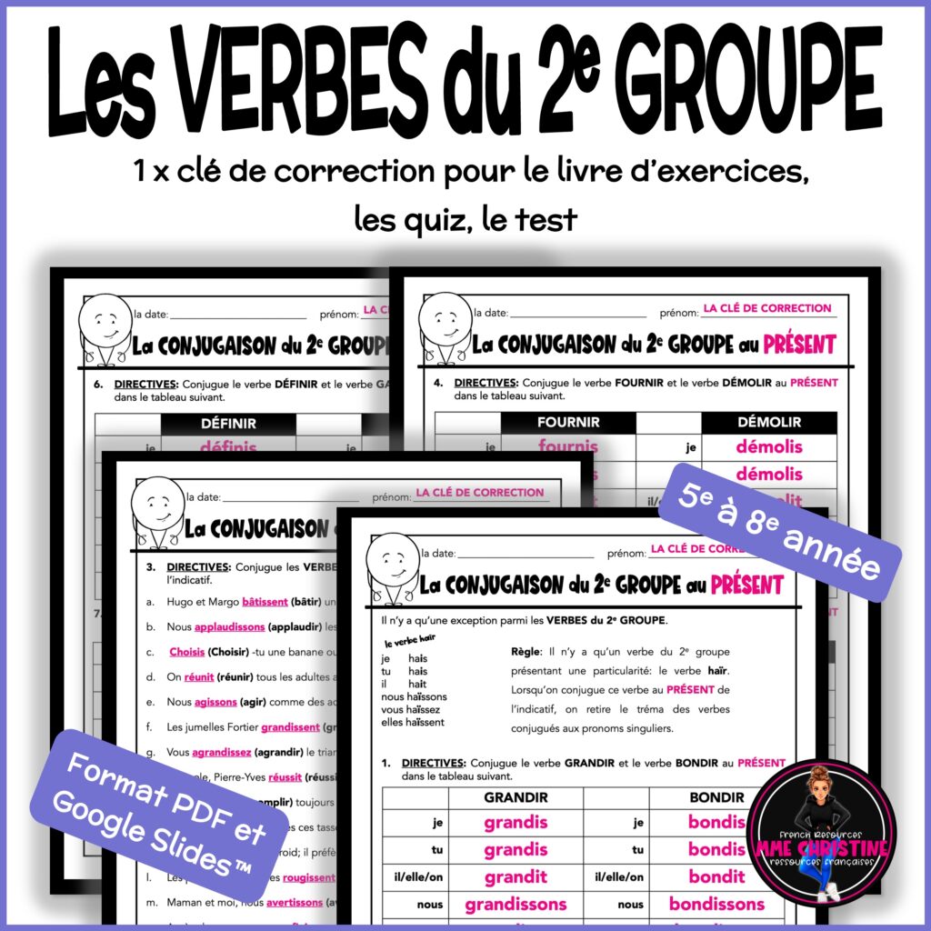 VERBES au PRÉSENT 2e et 3e groupes - Cahier d'exercices - Present Tense ...