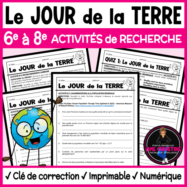 Jour de la Terre - Activités de recherche - French Earth Day Activities ...