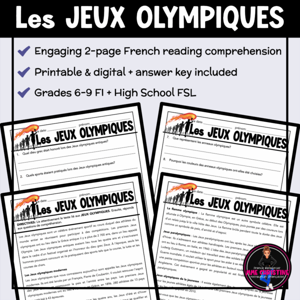 French Reading Comprehension Activity | The Olympic Games ...