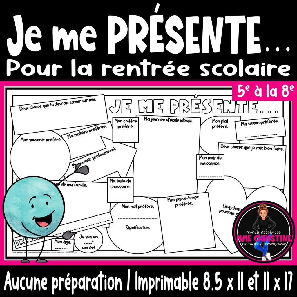 Je me PRÉSENTE Poster - Pour la Rentrée - Back-to-school French Poster ...