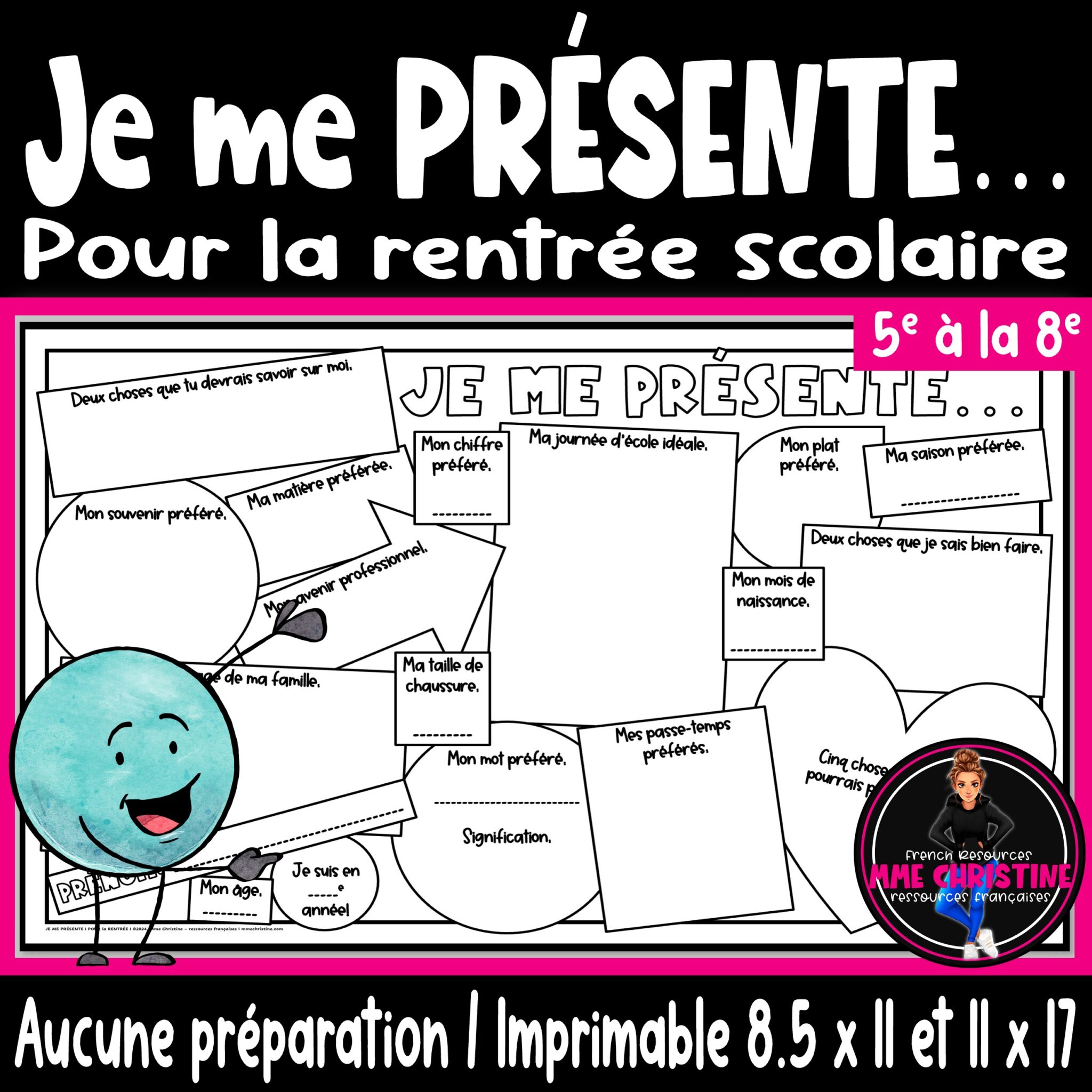 Je me PRÉSENTE Poster - Pour la Rentrée - Back-to-school French Poster ...