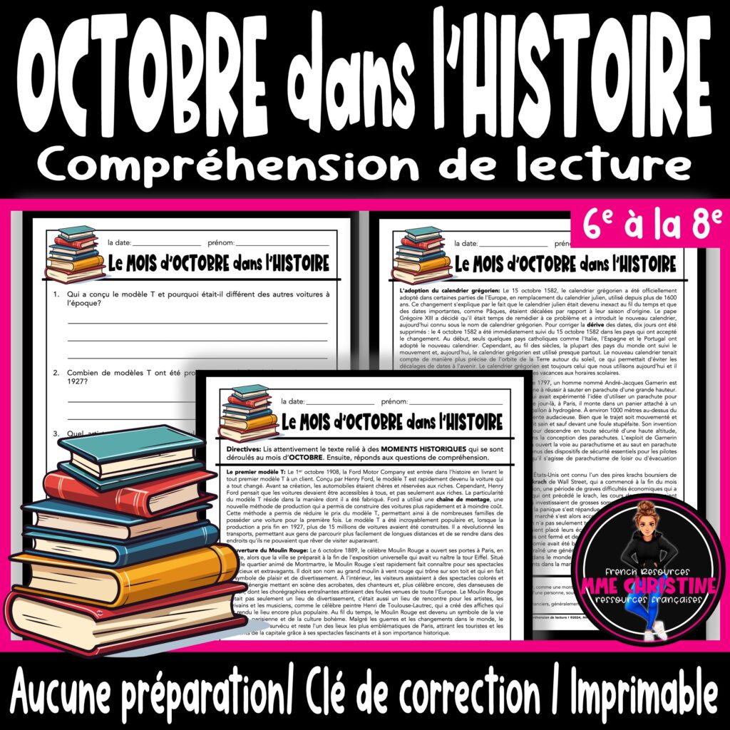 Compréhension de lecture - Le MOIS d'OCTOBRE dans l'HISTOIRE - French ...