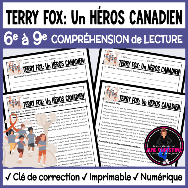 French Reading Comprehension Activity | Terry Fox | Compréhension de ...