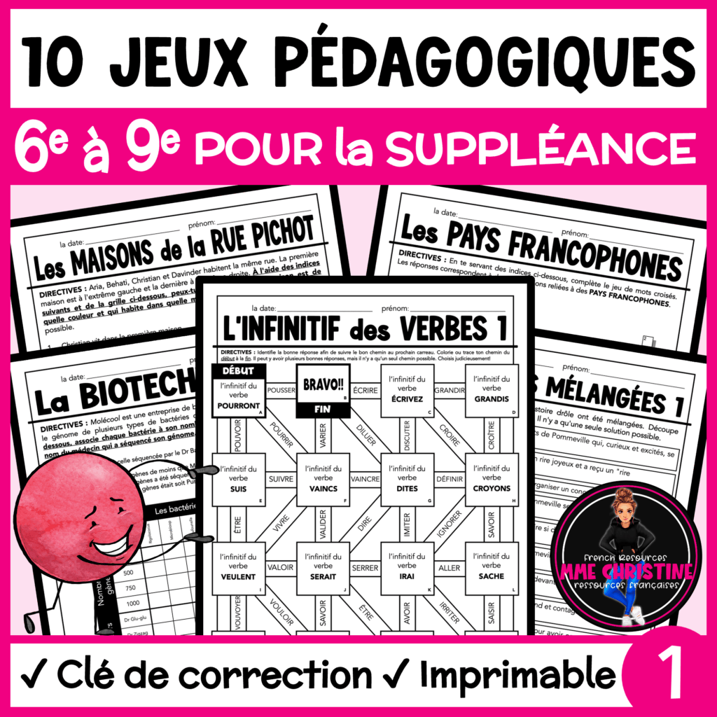 No Prep French Activities and Puzzles for Immersion & FSL (10 Jeux ...