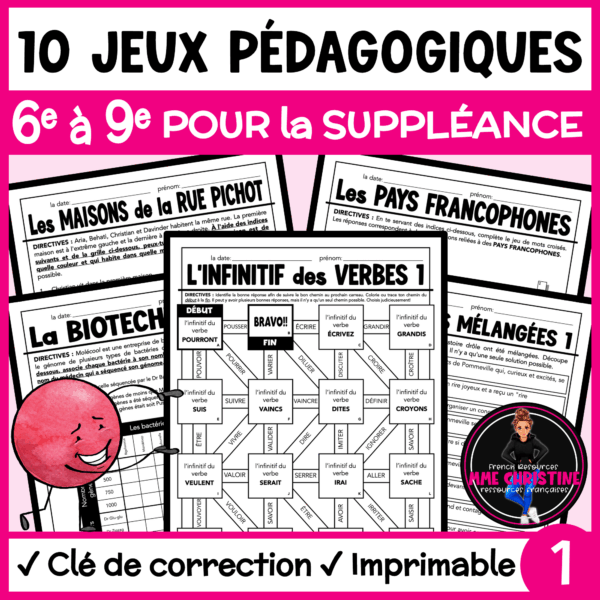 No Prep French Activities and Puzzles for Immersion & FSL (10 Jeux ...