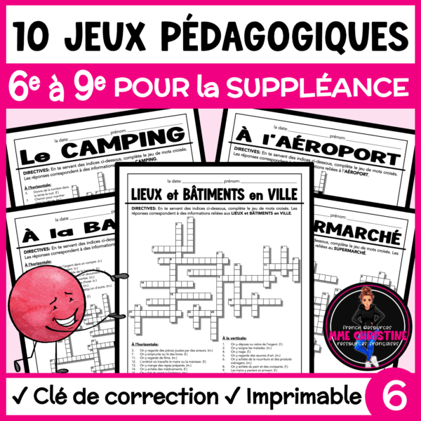 No Prep French Activities and Puzzles for Immersion & FSL (10 Jeux ...