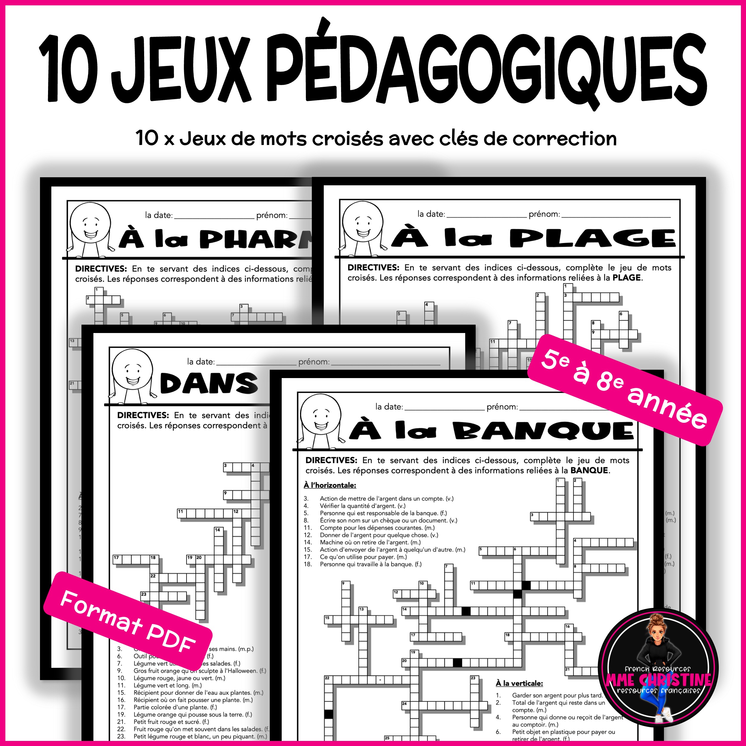 10 JEUX PÉDAGOGIQUES 6 - Pour la suppléance - 10 French Puzzles - Mme ...