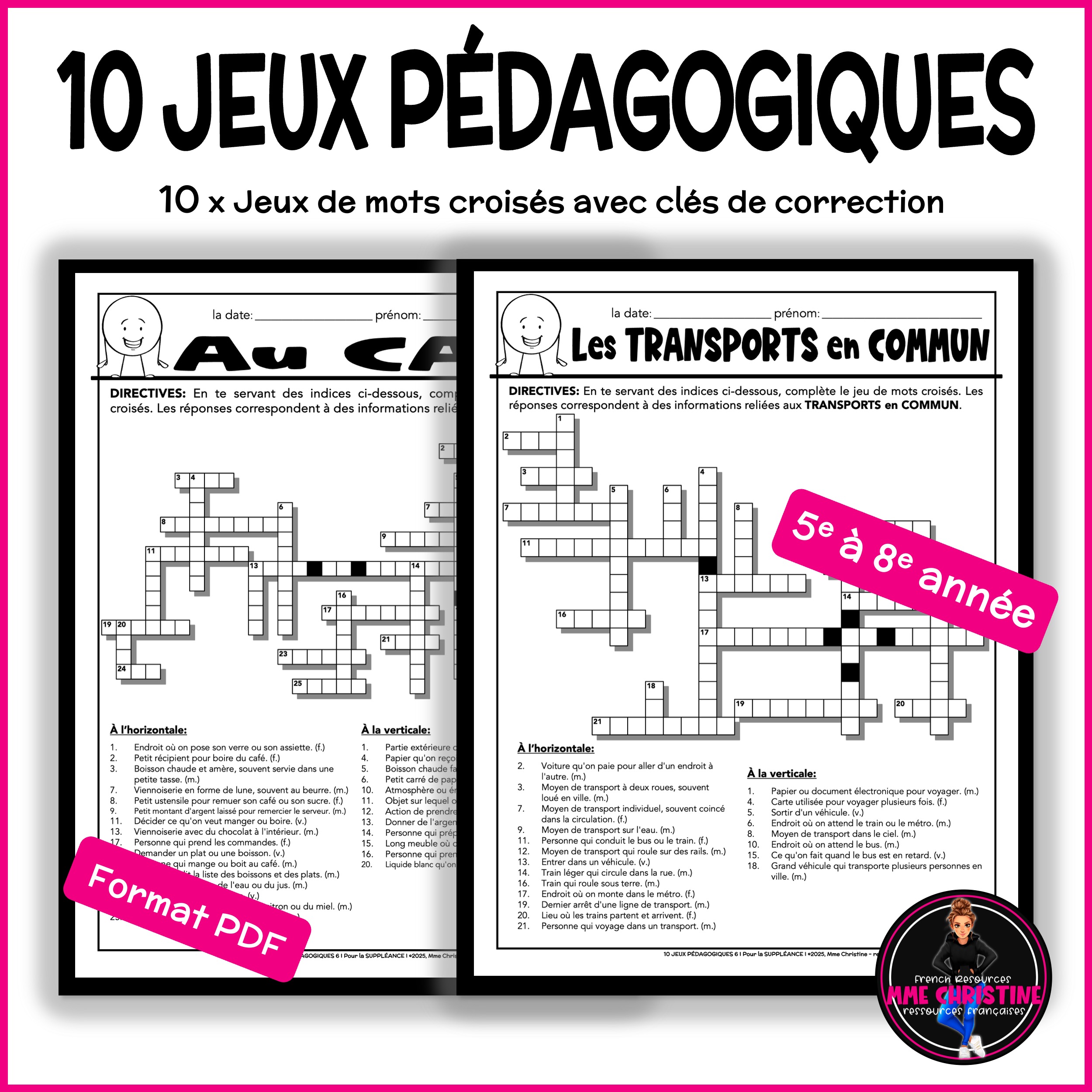 10 JEUX PÉDAGOGIQUES 6 - Pour la suppléance - 10 French Puzzles - Mme ...