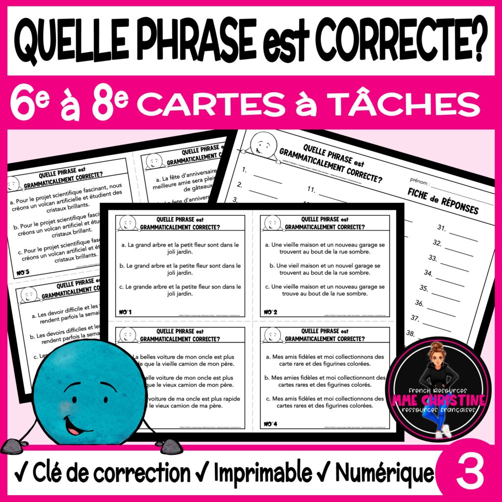 French Task Cards - Quelle phrase est correcte? - Cartes à tâches 3 ...