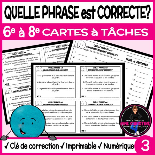 French Task Cards - Quelle phrase est correcte? - Cartes à tâches 3 ...